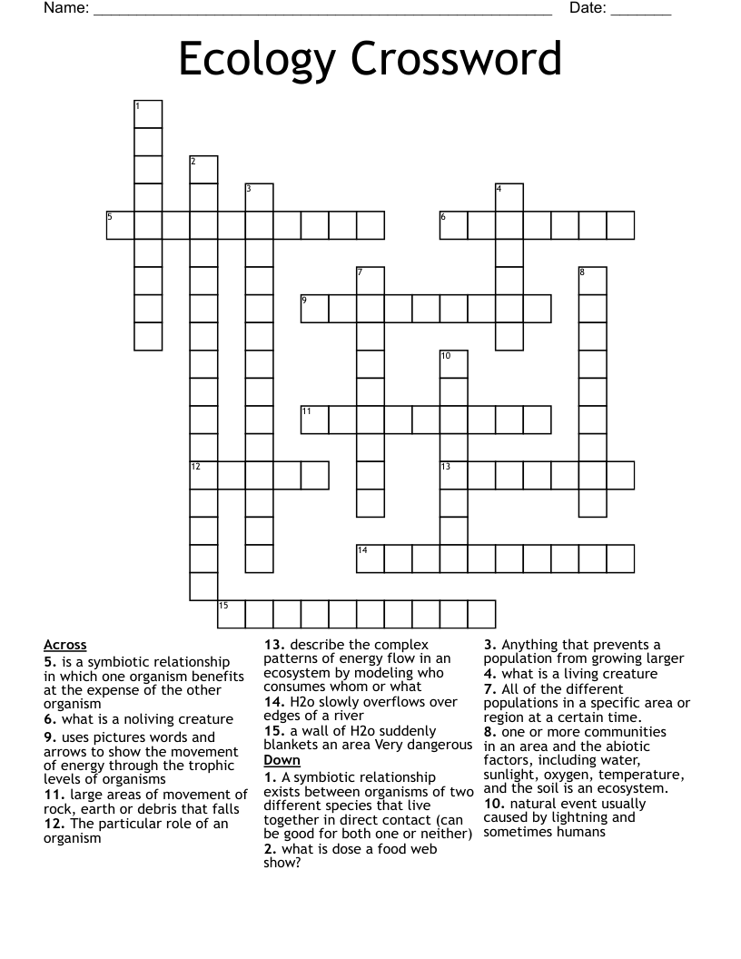 Ecology Crossword - WordMint