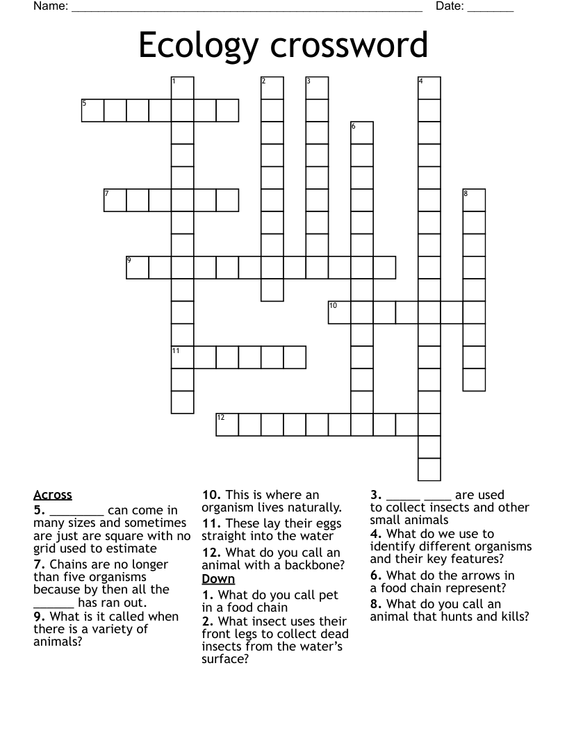 Ecology crossword - WordMint