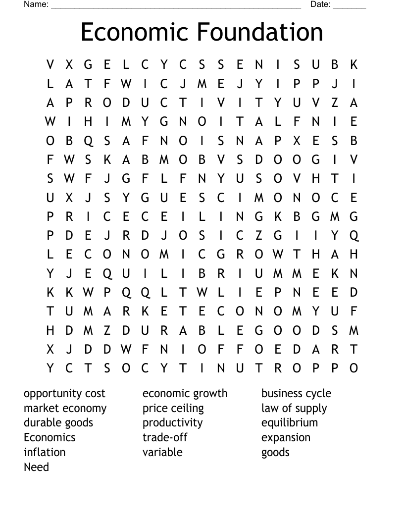 Economic Foundation Word Search - WordMint