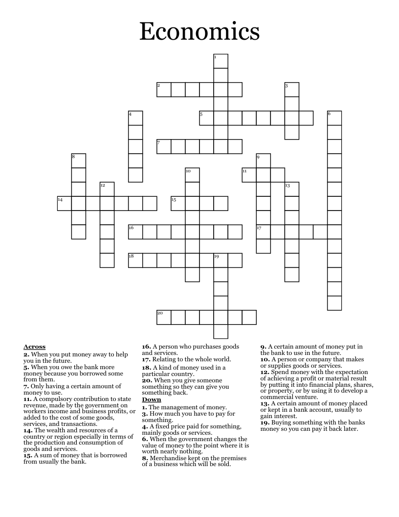 Economics Crossword - WordMint