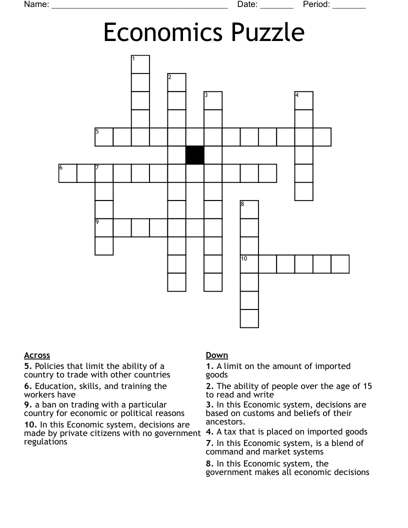 Economics Puzzle Crossword - WordMint