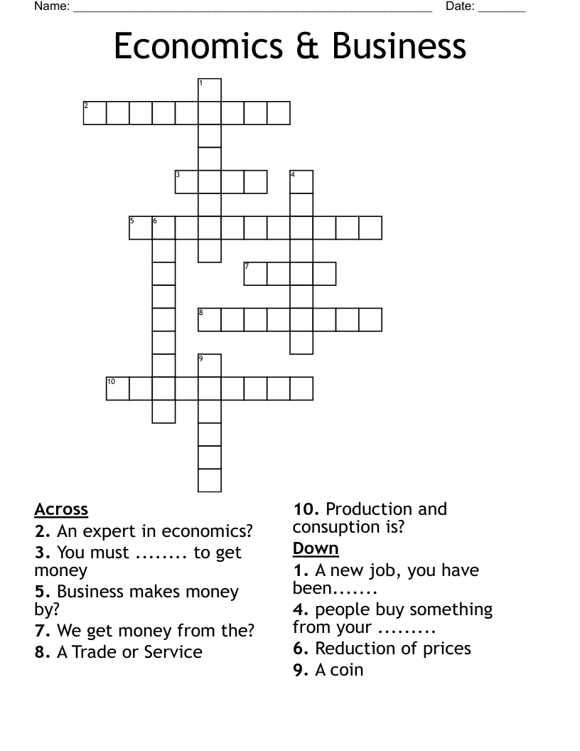 Economics & Business Crossword - WordMint