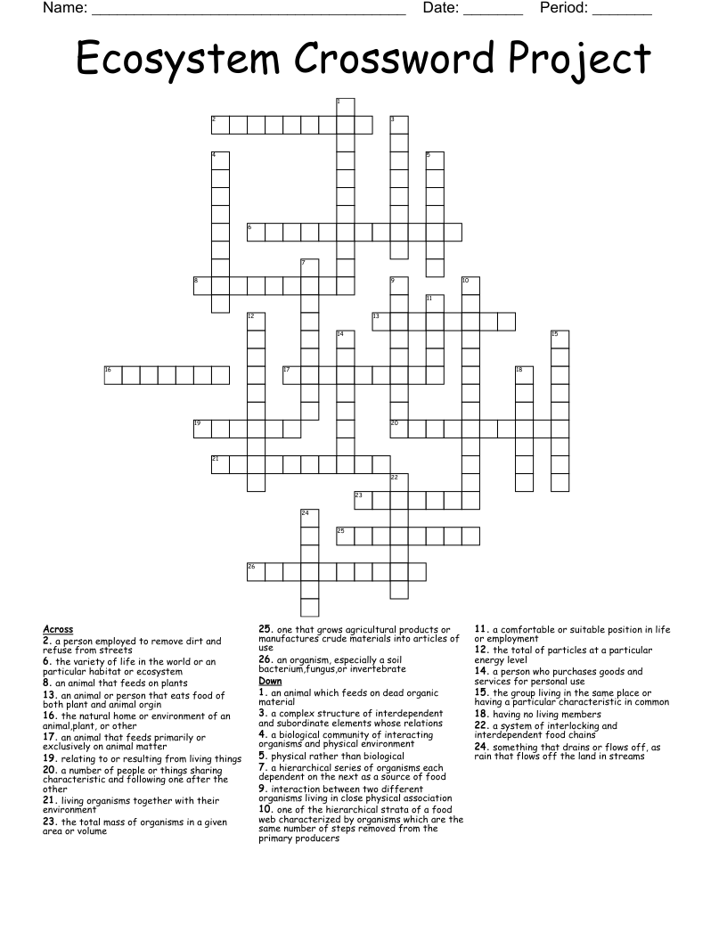 Ecosystem Crossword Project - WordMint