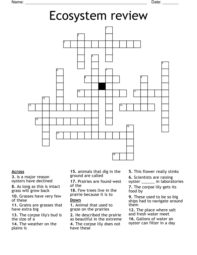Ecosystem review Crossword - WordMint