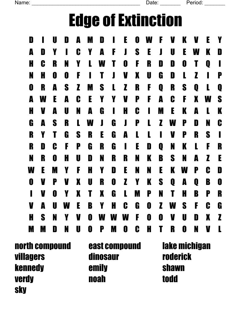 Edge of Extinction Word Search - WordMint