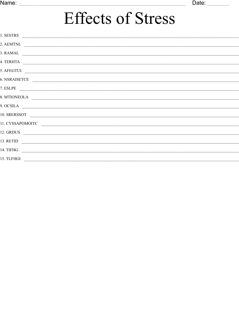 Effects of Stress Word Scramble - WordMint