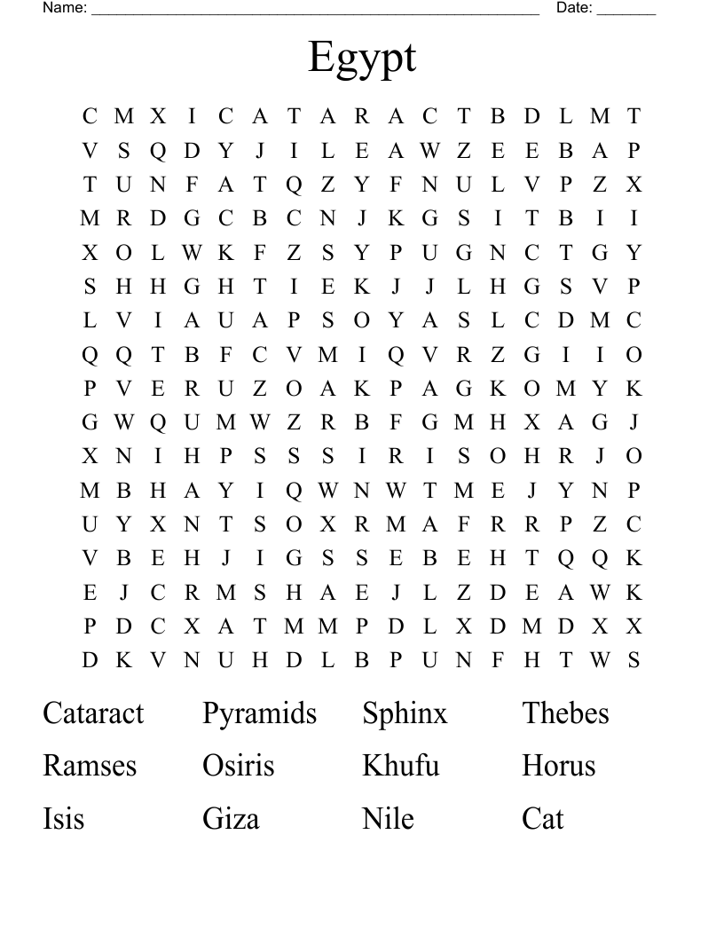 Egypt Word Search - WordMint