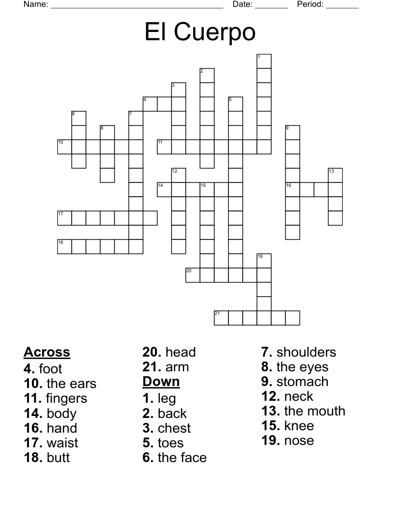 El Cuerpo Crossword WordMint