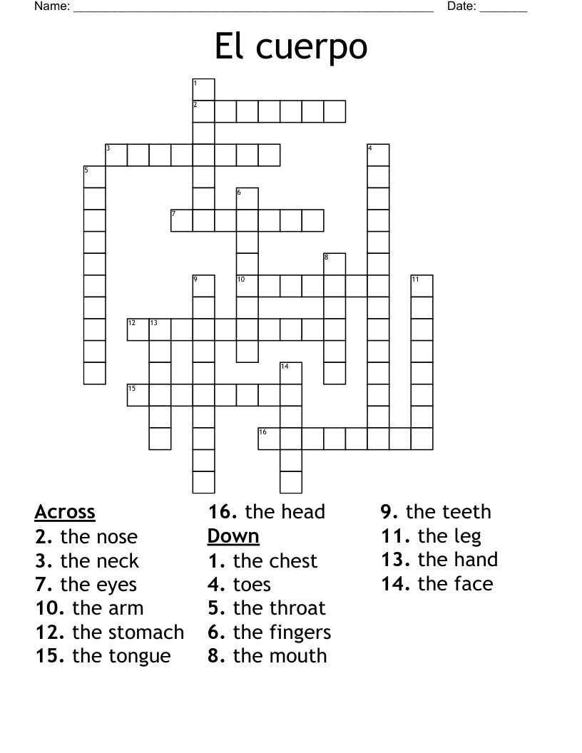 El Cuerpo Crossword WordMint