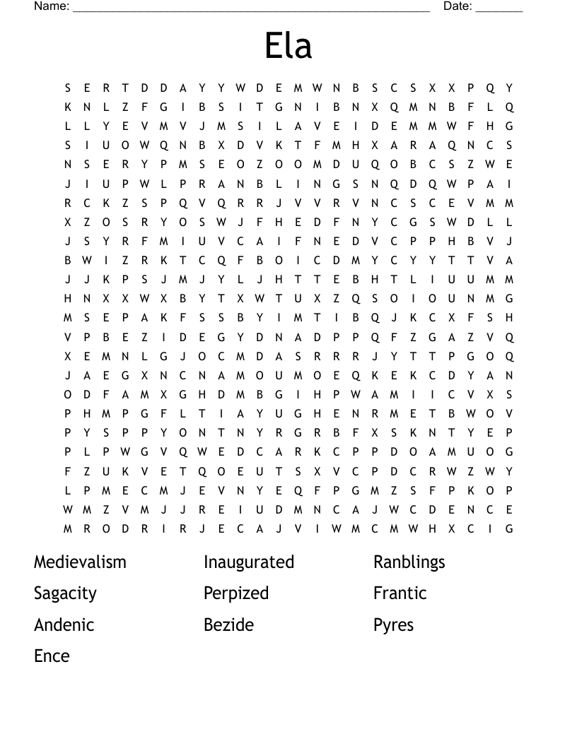 Ela Word Search WordMint