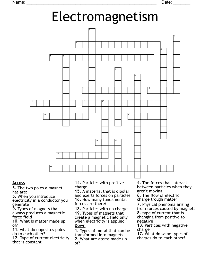 Electromagnetism Crossword - WordMint