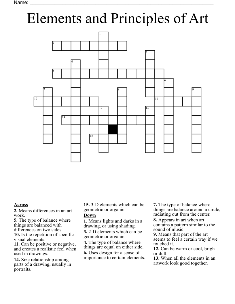 Elements Of Art Principles Of Design Word Search WordMint