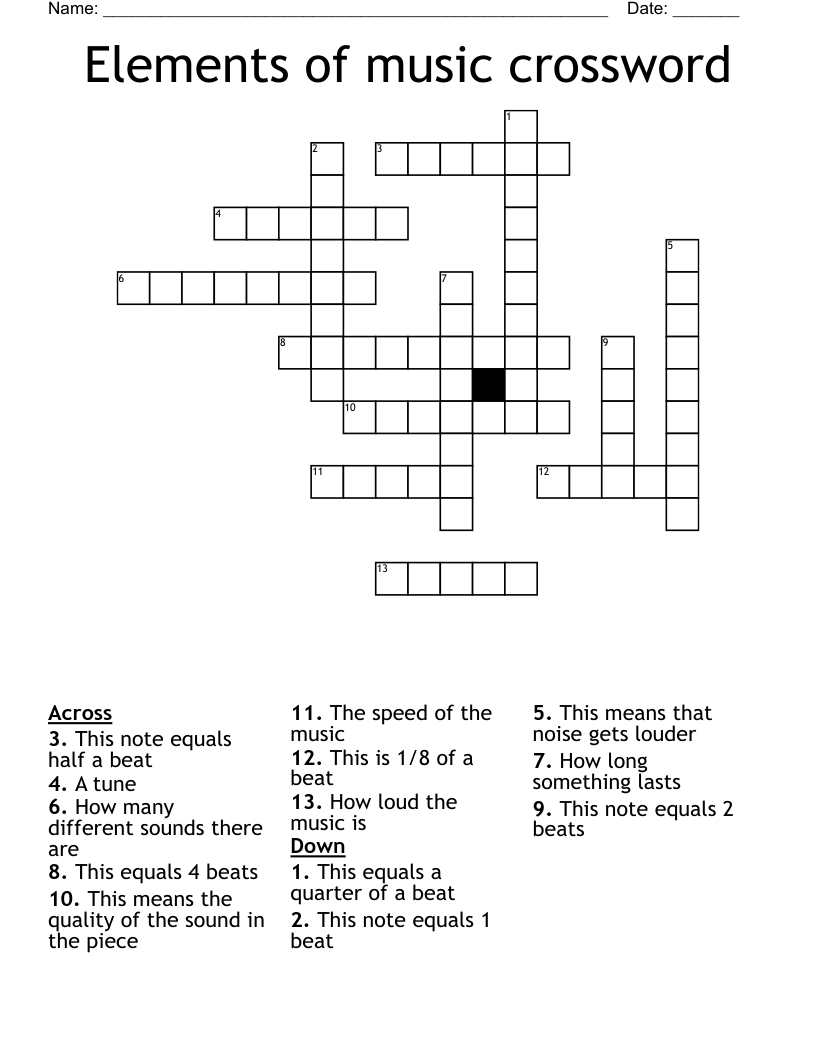 Elements Of Music Crossword WordMint Elements Of Music Crossword WordMint
