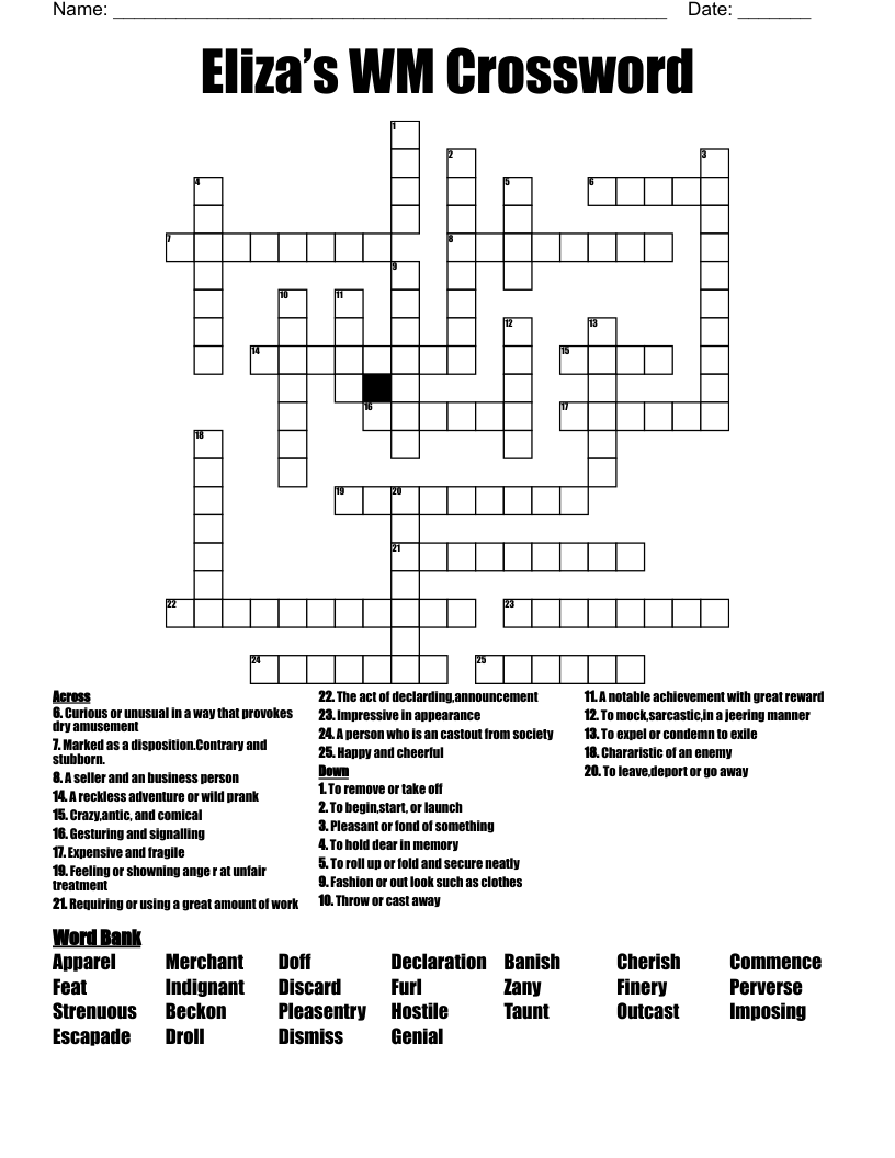 Eliza’s WM Crossword - WordMint