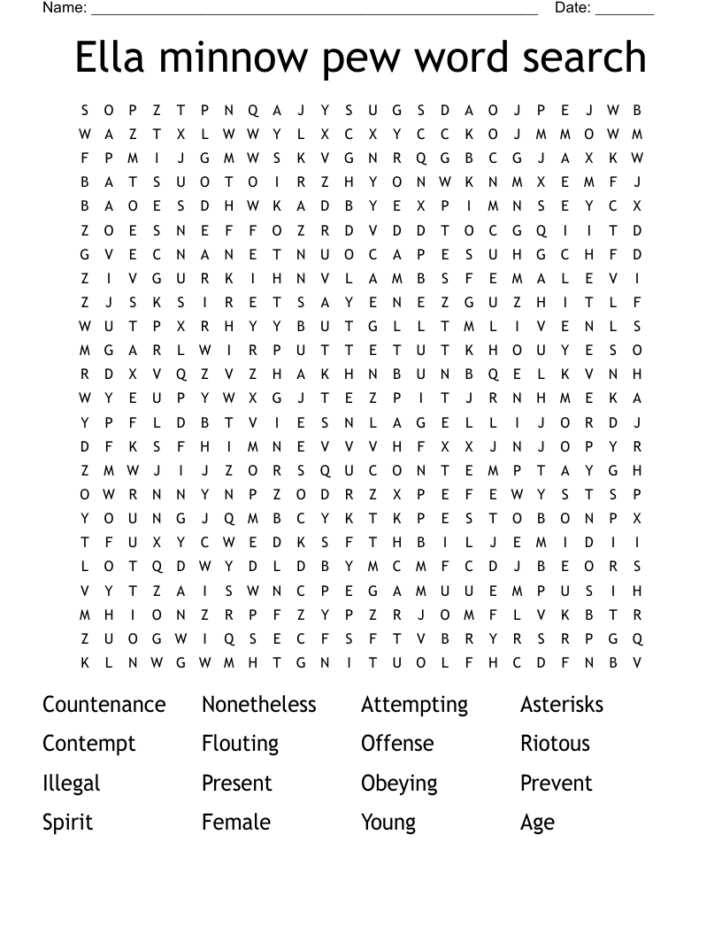 Ella minnow pew word search - WordMint