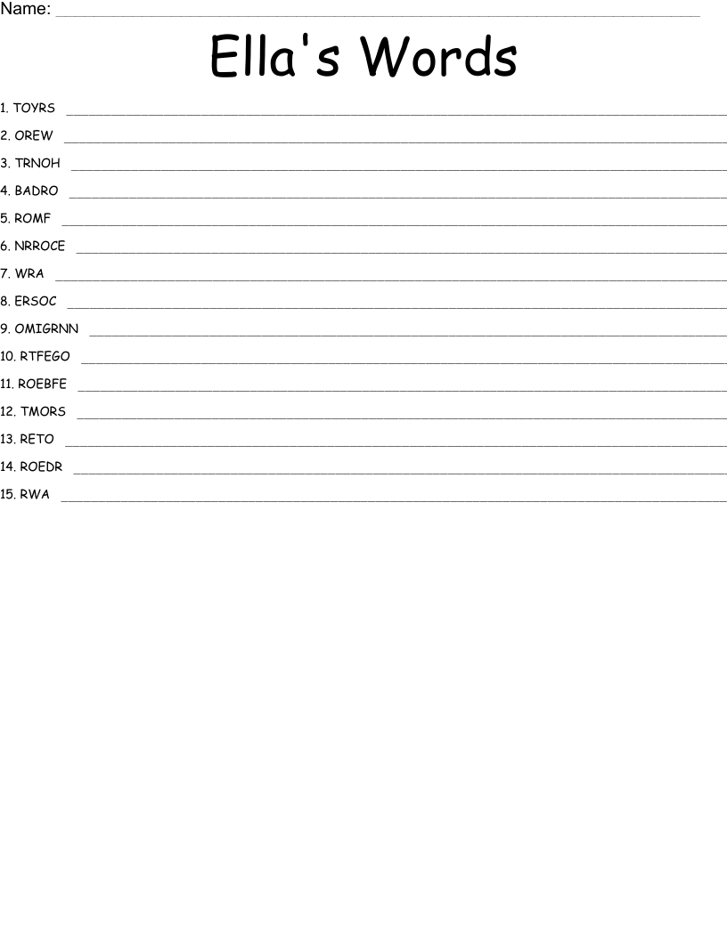 Ella's Words Word Scramble - WordMint