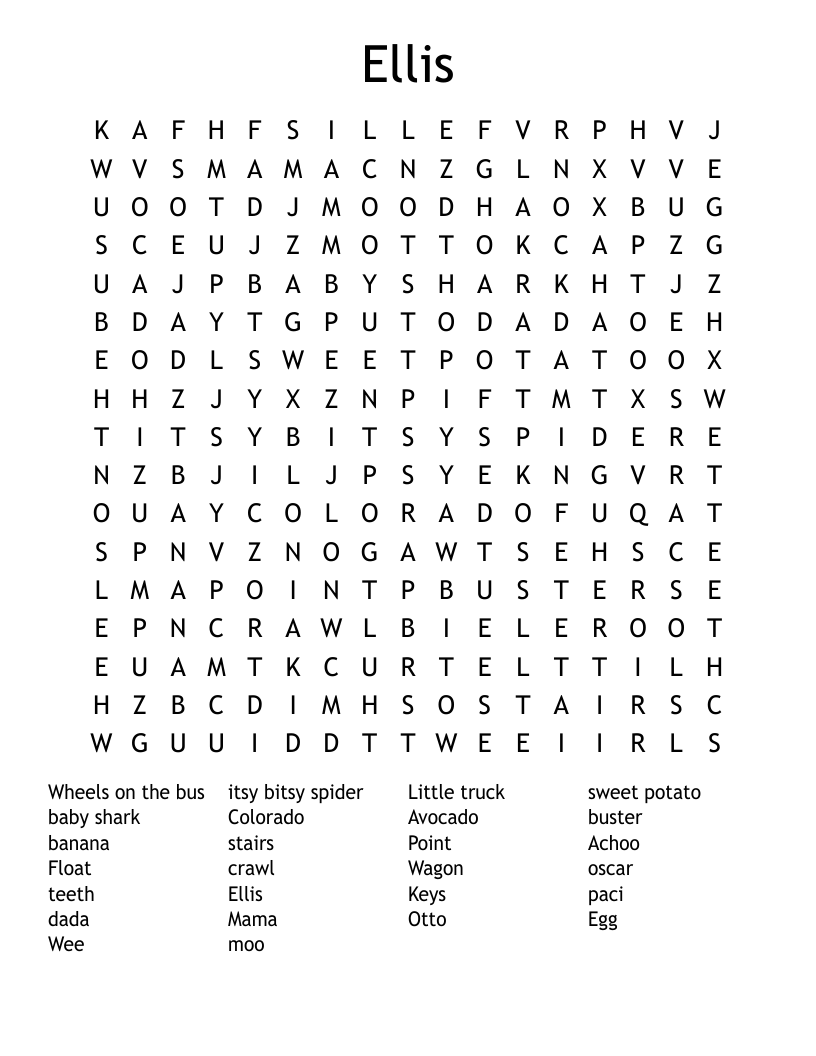 Ellis Word Search - WordMint