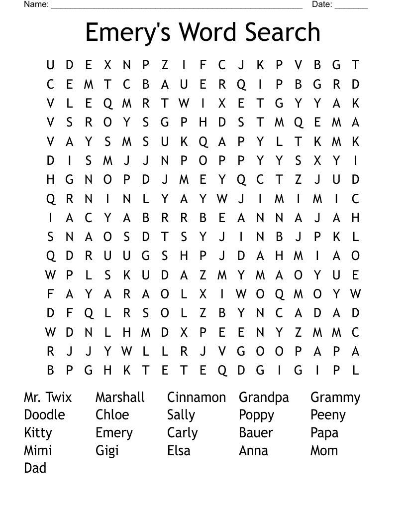 Emery's Word Search - WordMint