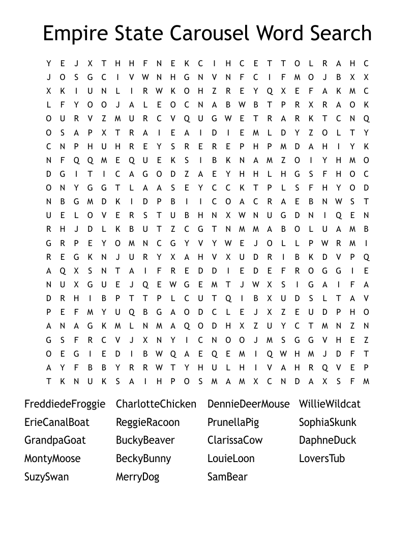 Empire State Carousel Word Search - WordMint