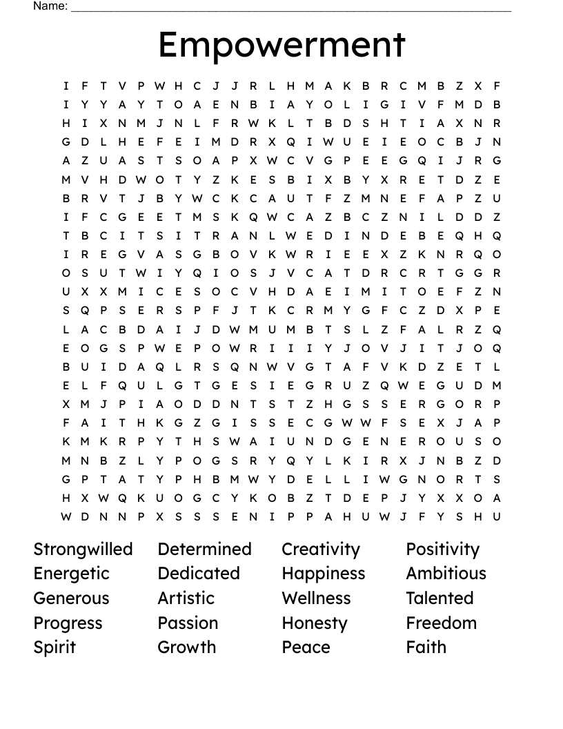 Empowerment Word Search - WordMint