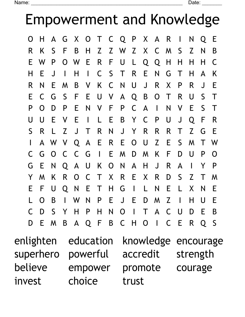 Empowerment and Knowledge Word Search - WordMint