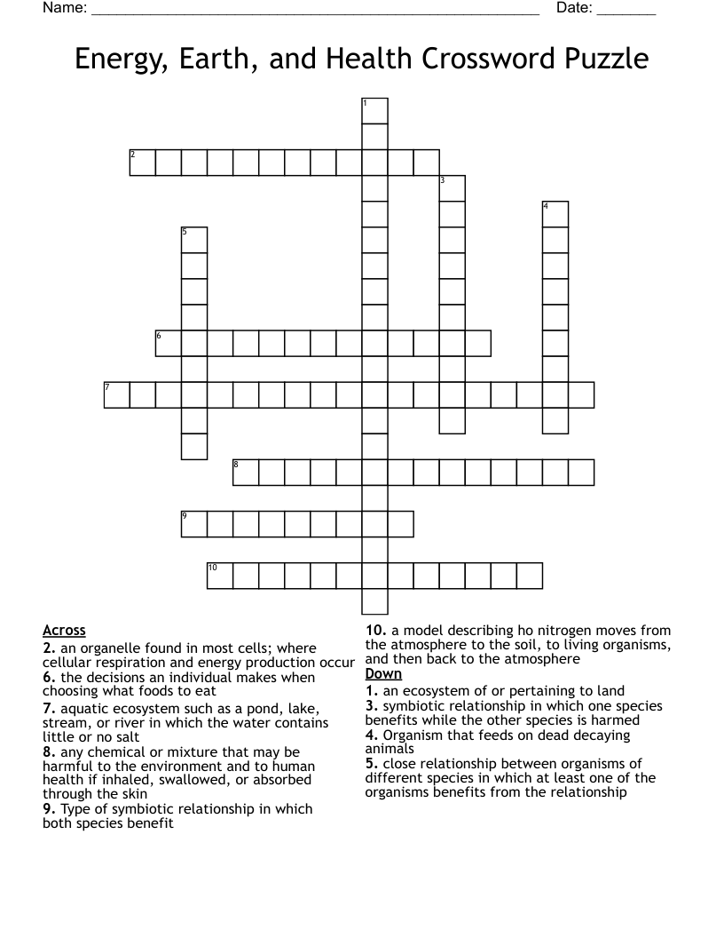Energy Earth And Health Crossword Puzzle WordMint energy-earth-and-health-crossword-puzzle-wordmint
