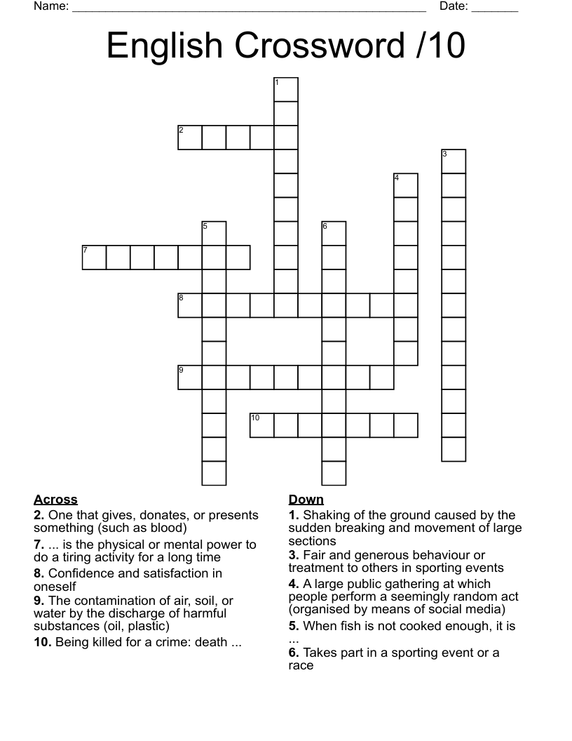 English Crossword /10 - WordMint