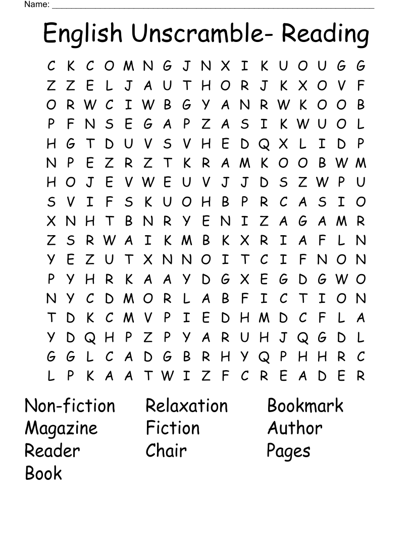 English Unscramble- Reading Word Search - WordMint