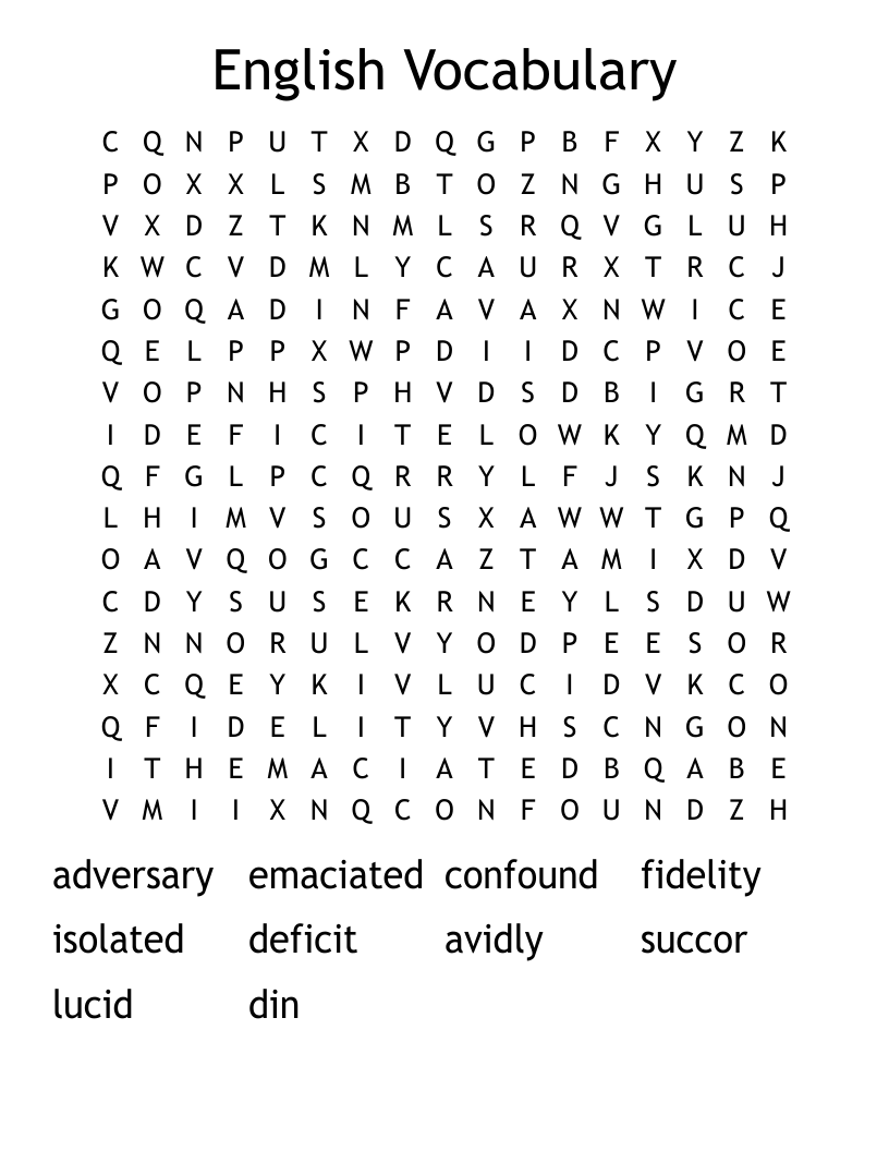 English Vocabulary Word Search - WordMint