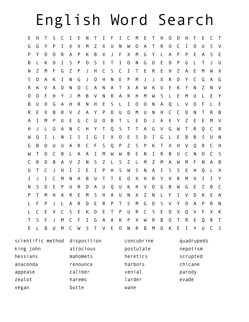 English Word Search - WordMint