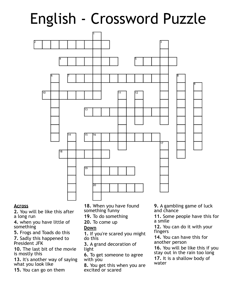 English - Crossword Puzzle - WordMint