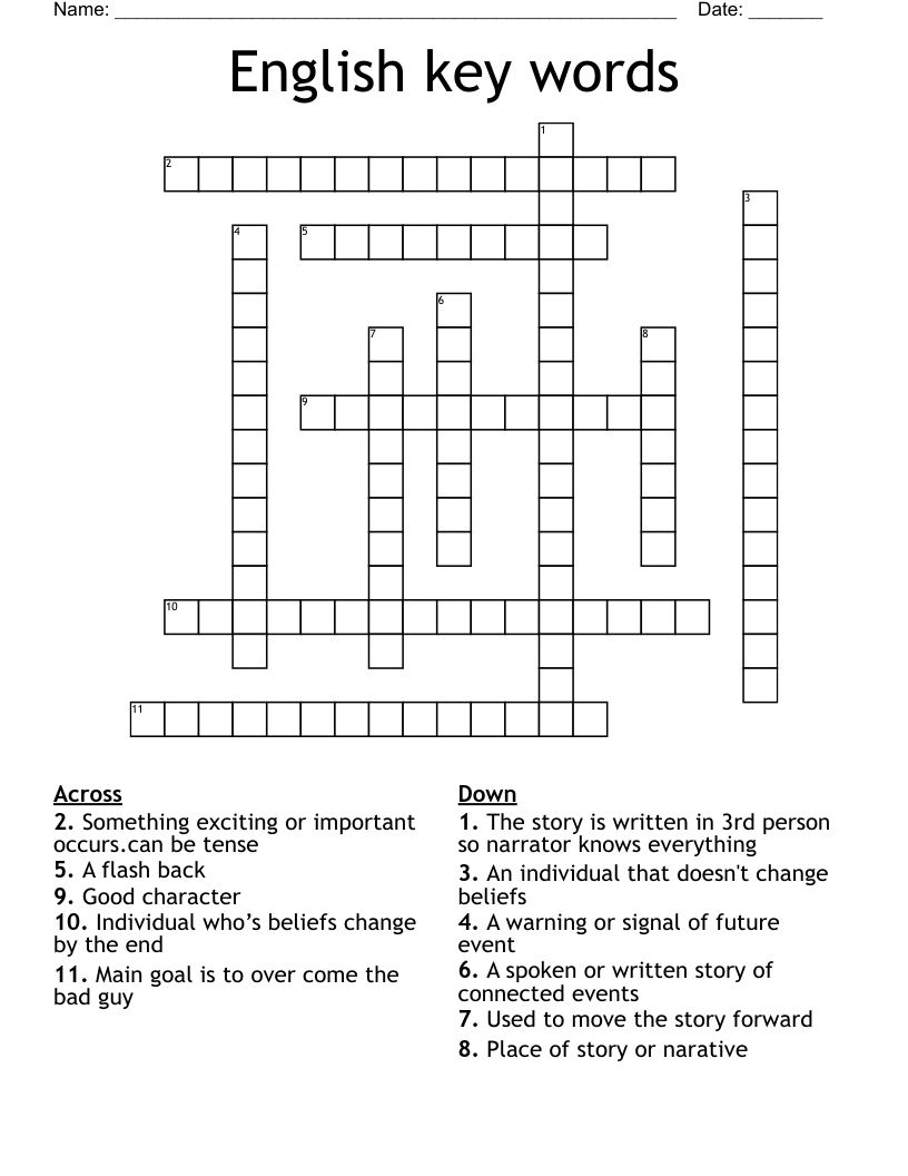 English Key Words Crossword WordMint