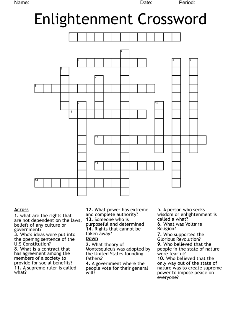 Enlightenment Crossword WordMint