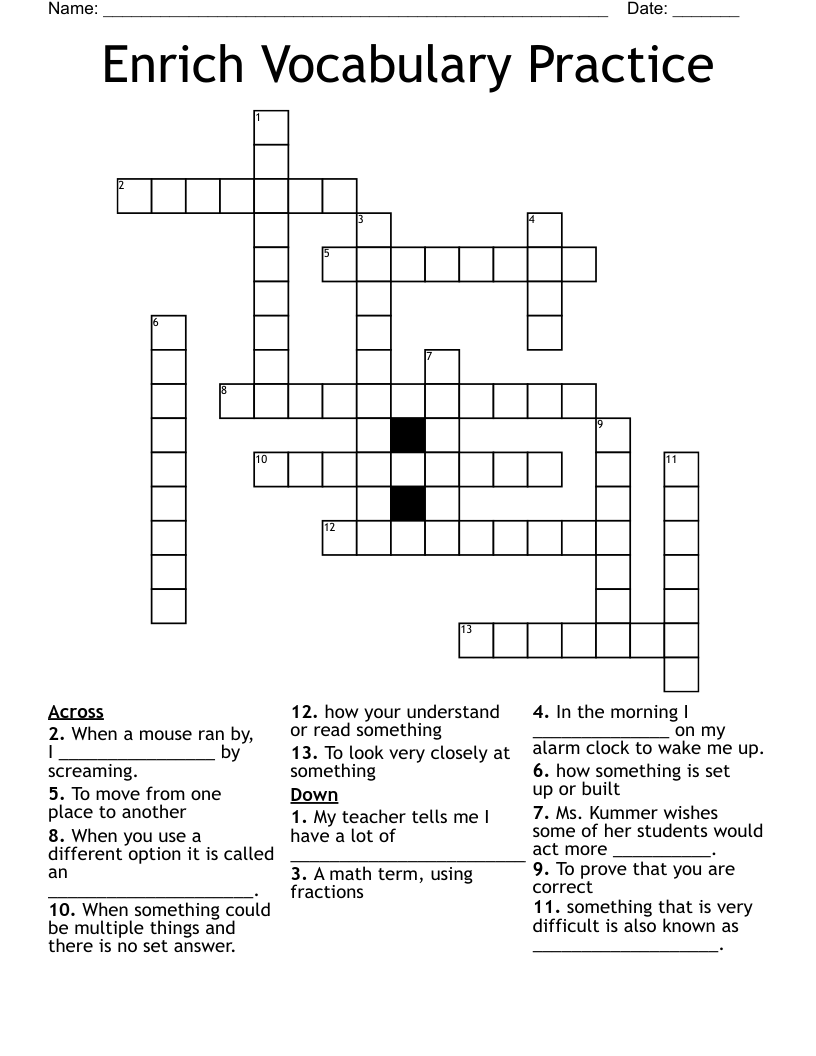 Enrich Vocabulary Practice Crossword - WordMint