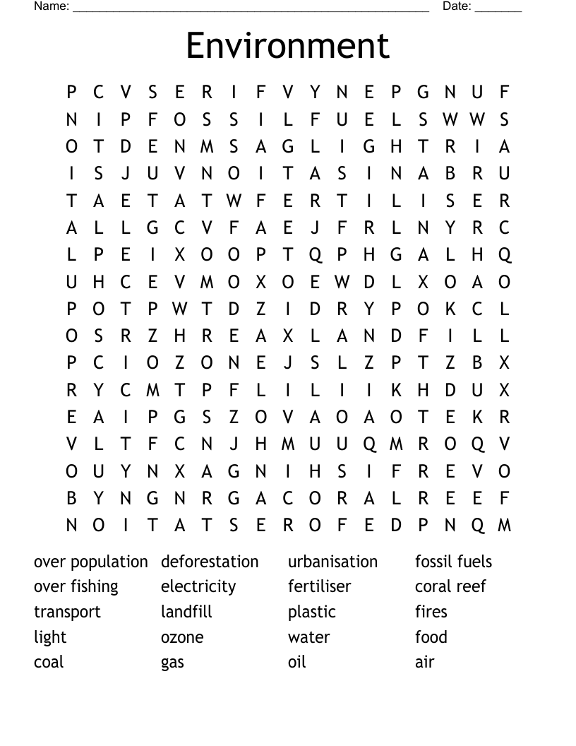 Environment Word Search WordMint