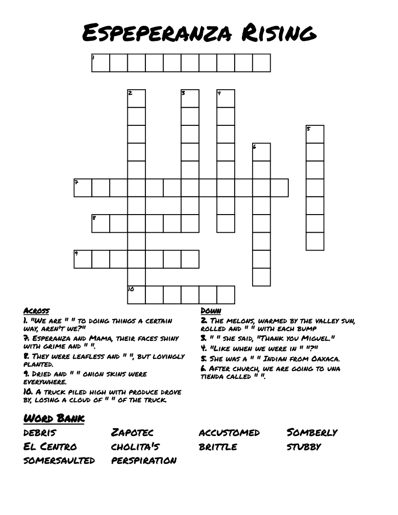 Espeperanza Rising Crossword - WordMint