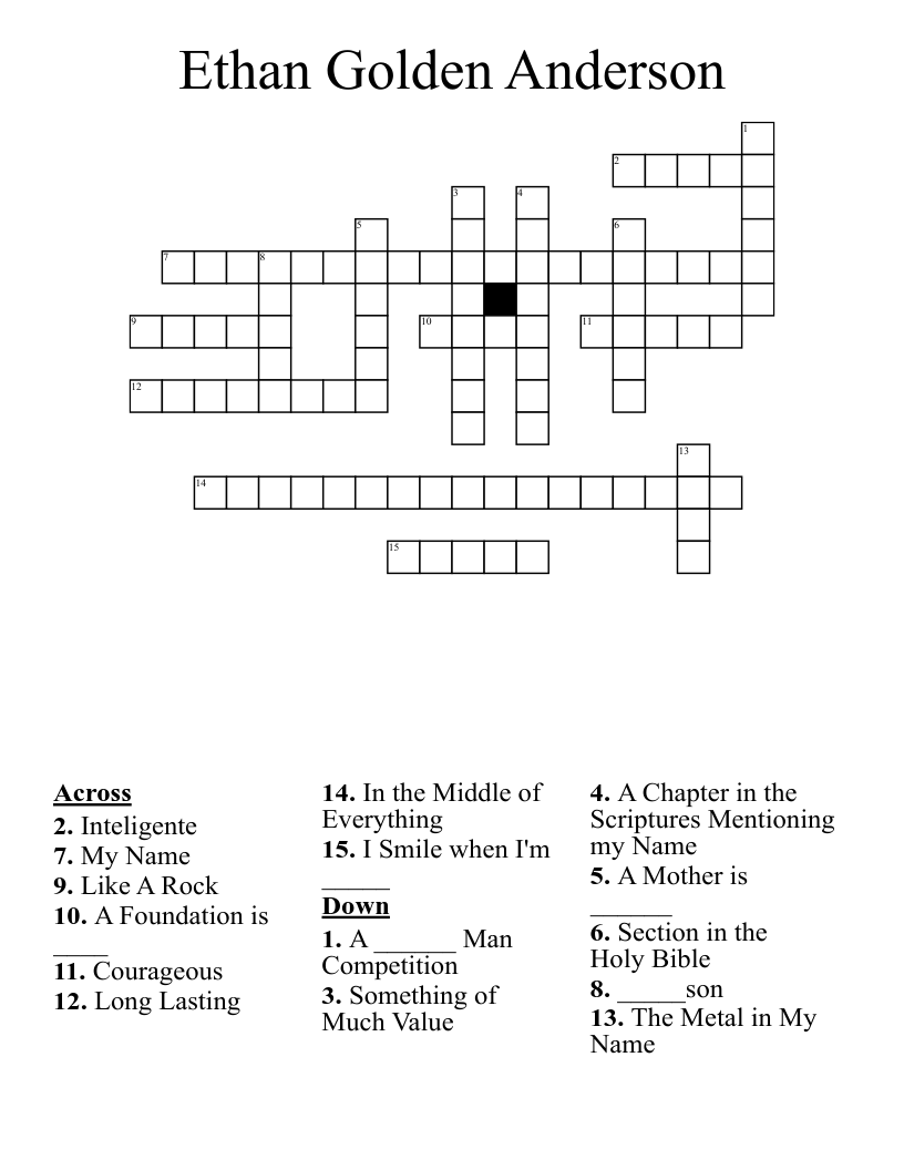 Ethan Golden Anderson Crossword - WordMint