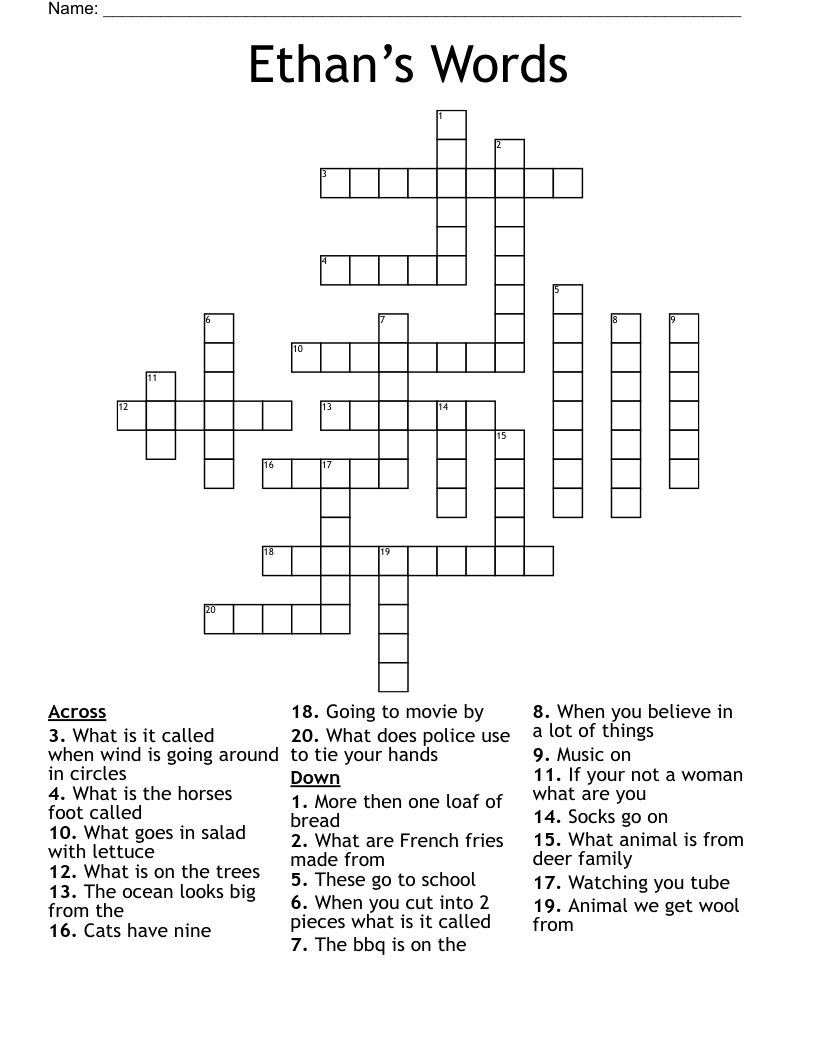 Ethan’s Words Crossword - WordMint