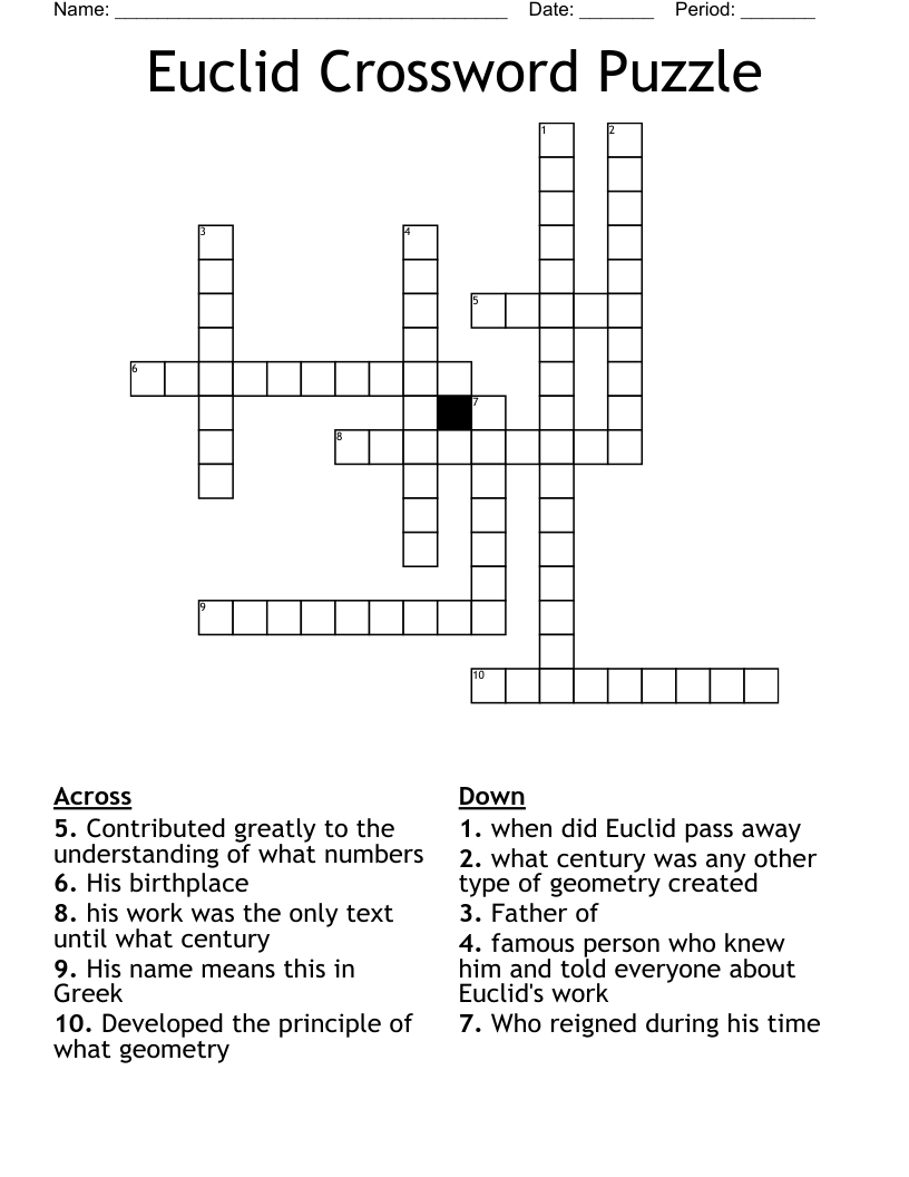 Euclid Crossword Puzzle - WordMint