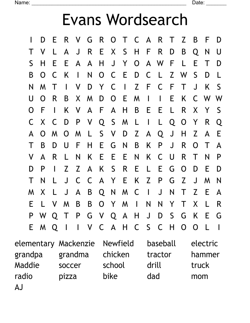 Evans Wordsearch - WordMint