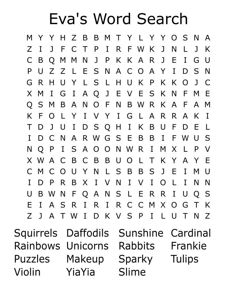 Eva's Word Search - WordMint