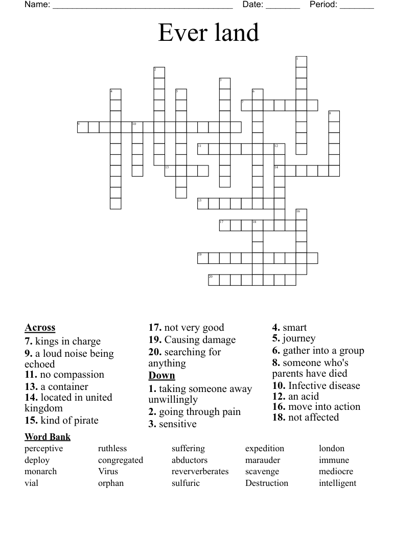 Ever land Crossword - WordMint