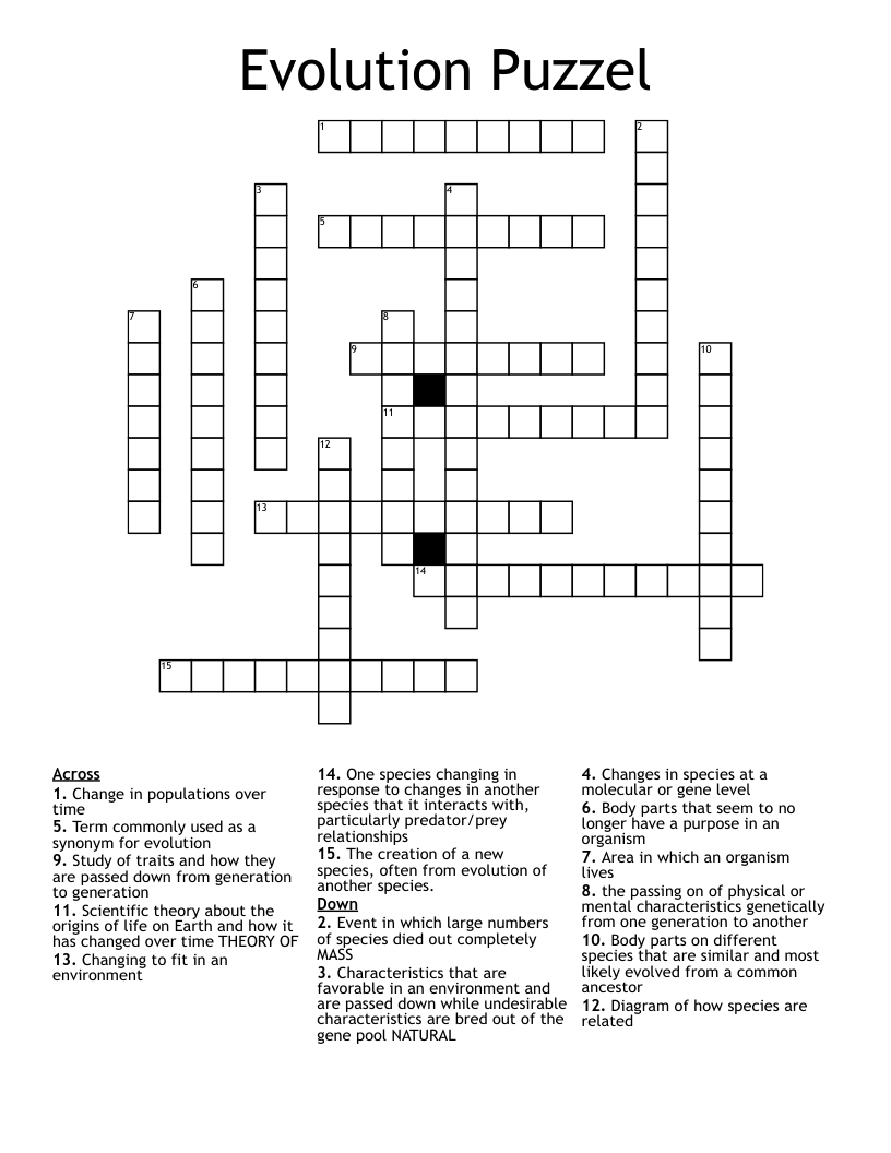 Evolution Puzzel Crossword - WordMint