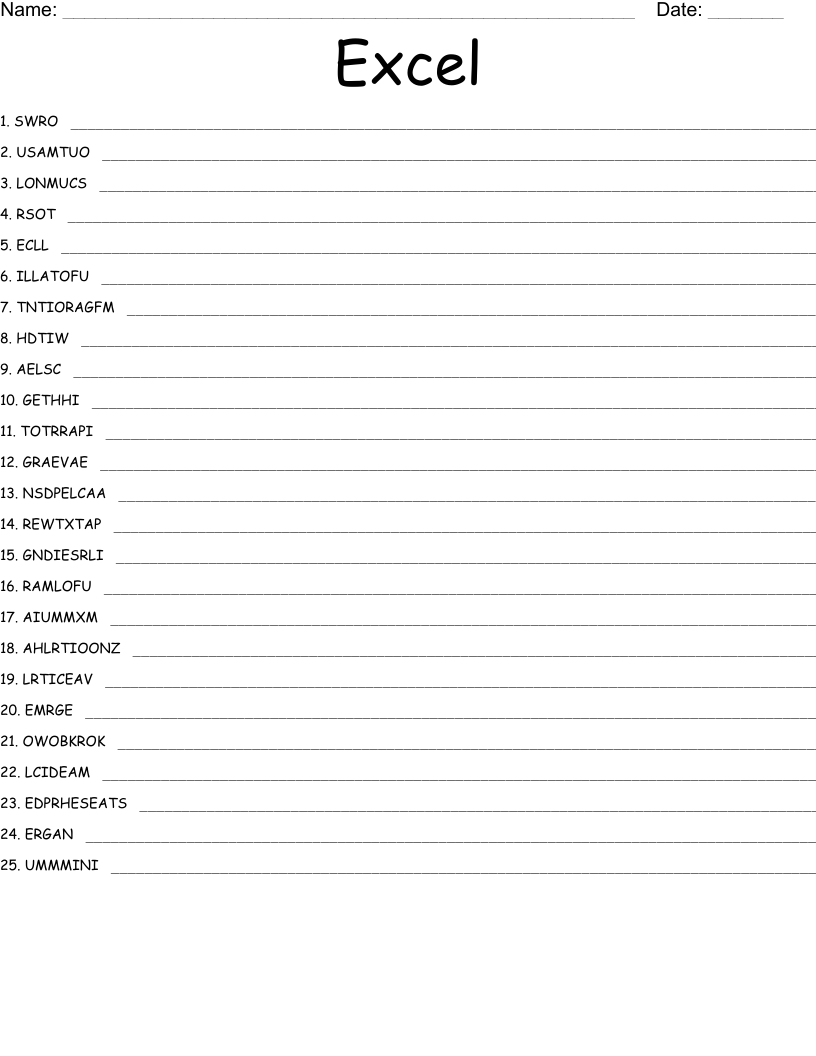 ISM II Excel Word Search WordMint
