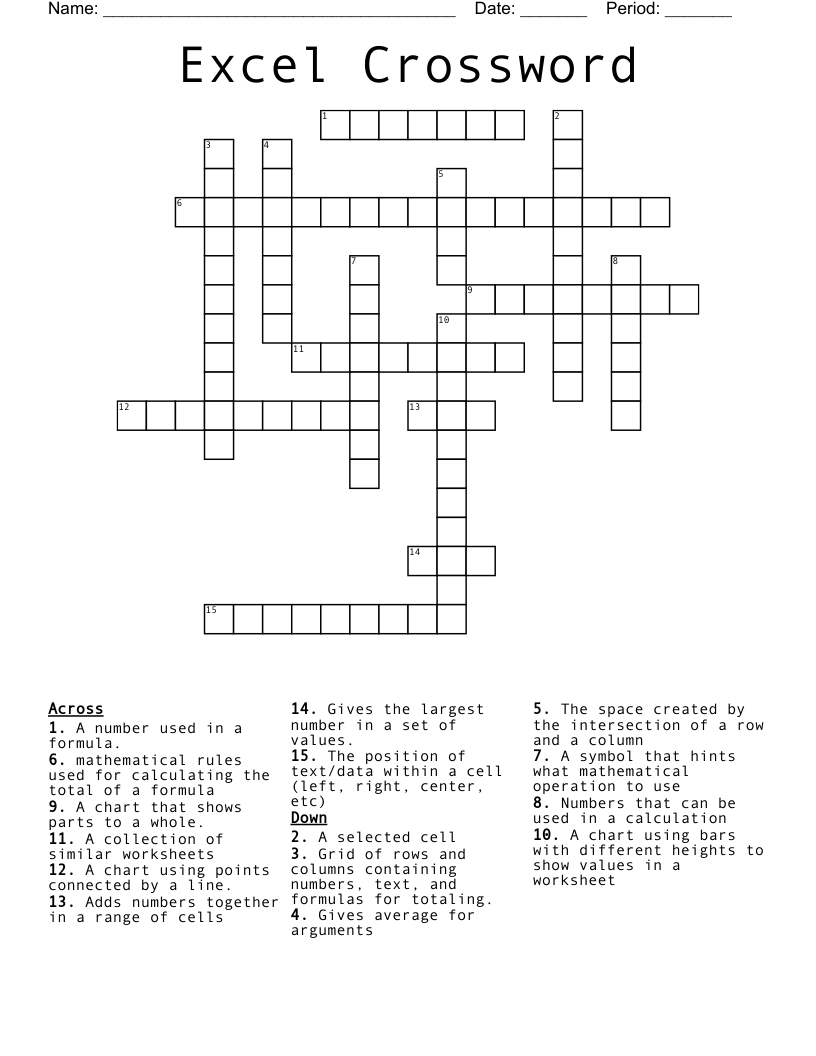 Excel Crossword WordMint