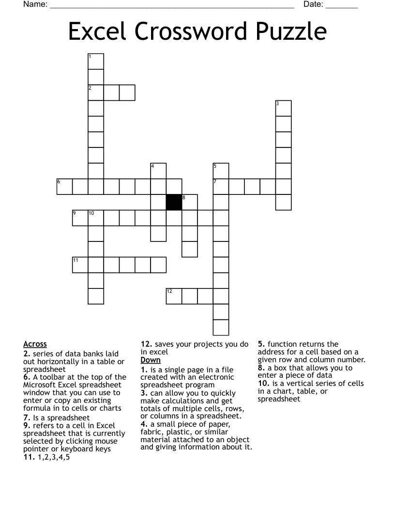 Excel Crossword Puzzle WordMint