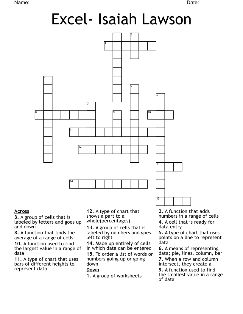 Excel Isaiah Lawson Crossword WordMint
