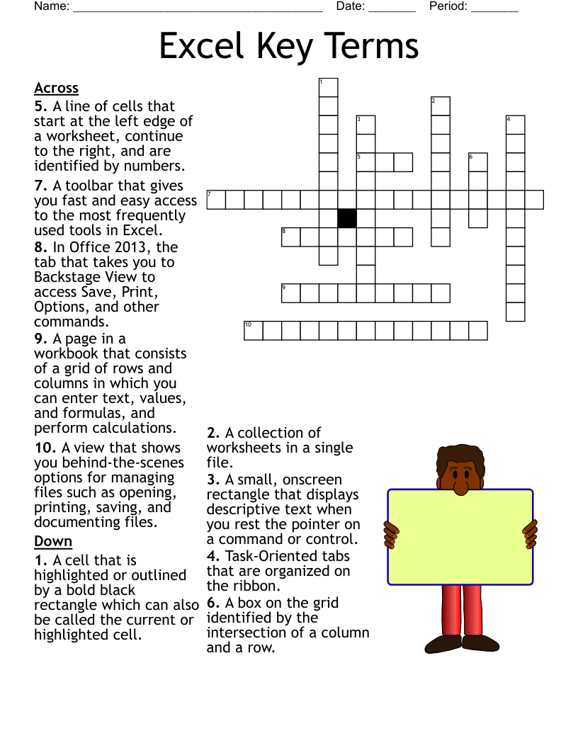 Excel Key Terms Crossword WordMint