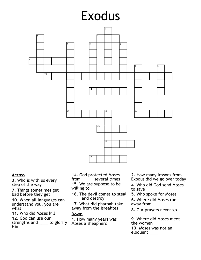 Exodus Crossword - WordMint
