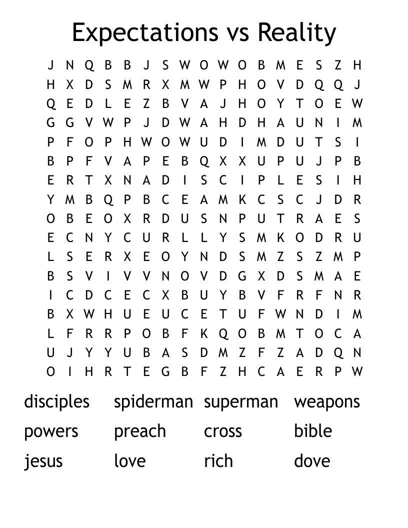 Expectations vs Reality Word Search - WordMint